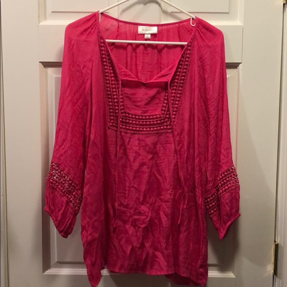 Tops | Hot Pink Peasant Top | Poshmark